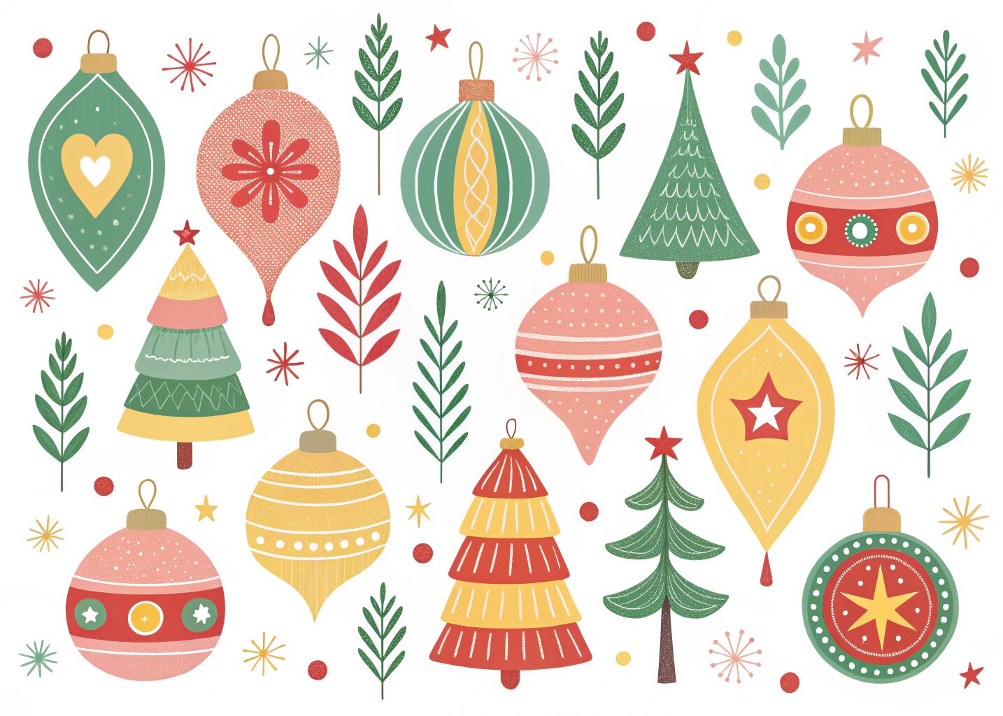16 Christmas Tree Ornaments Clipart Free