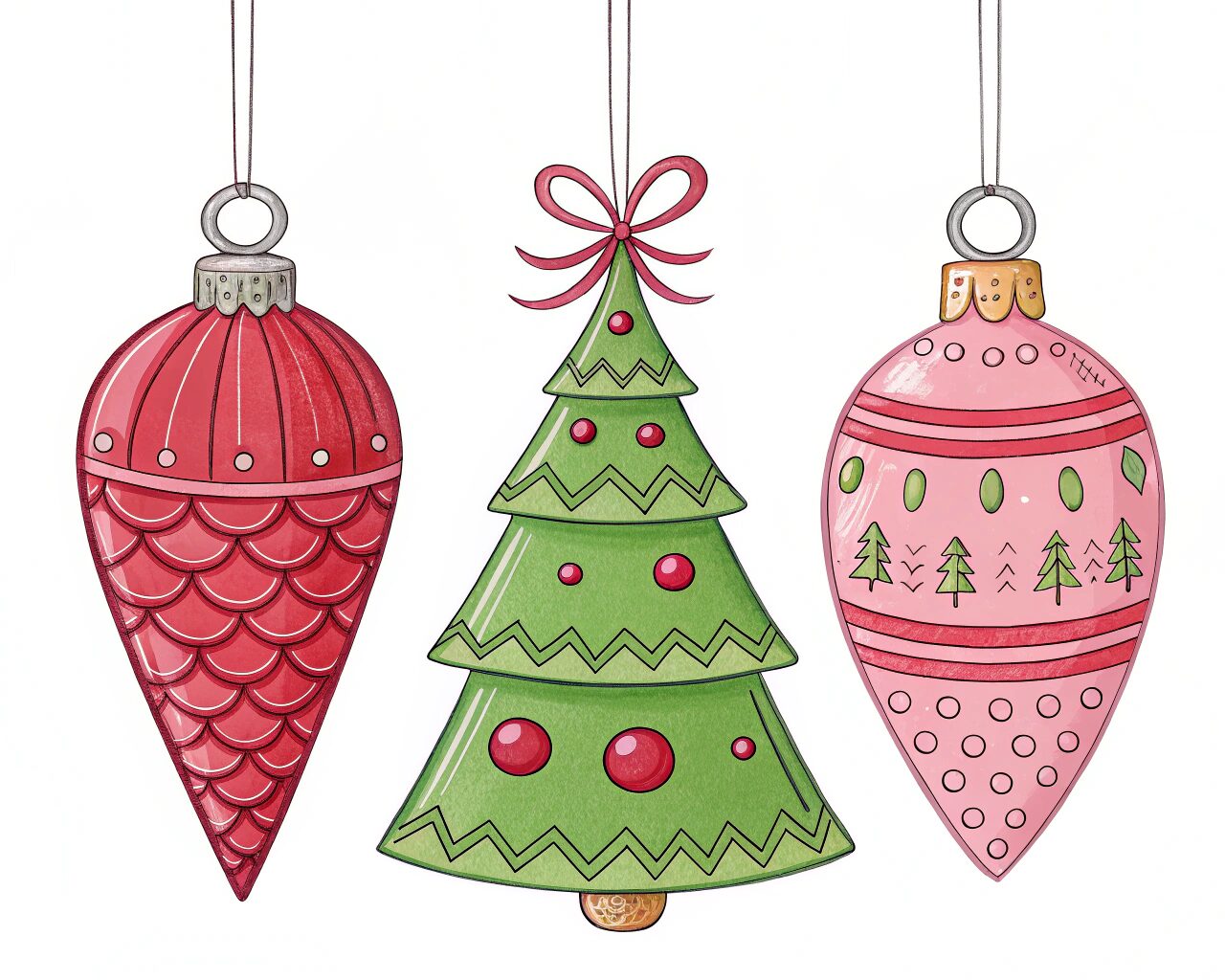 16 Christmas Tree Ornaments Clipart Free