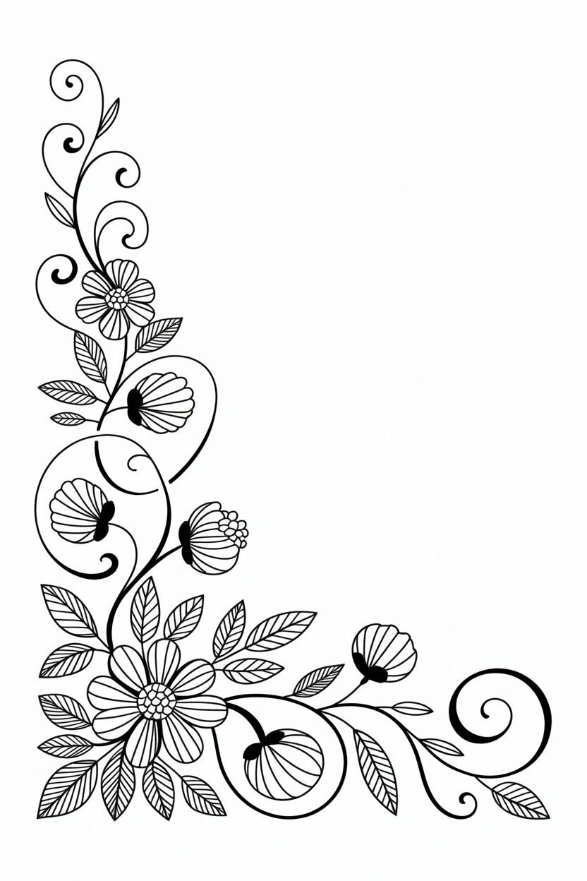 89 Flower Clipart Black and White Free