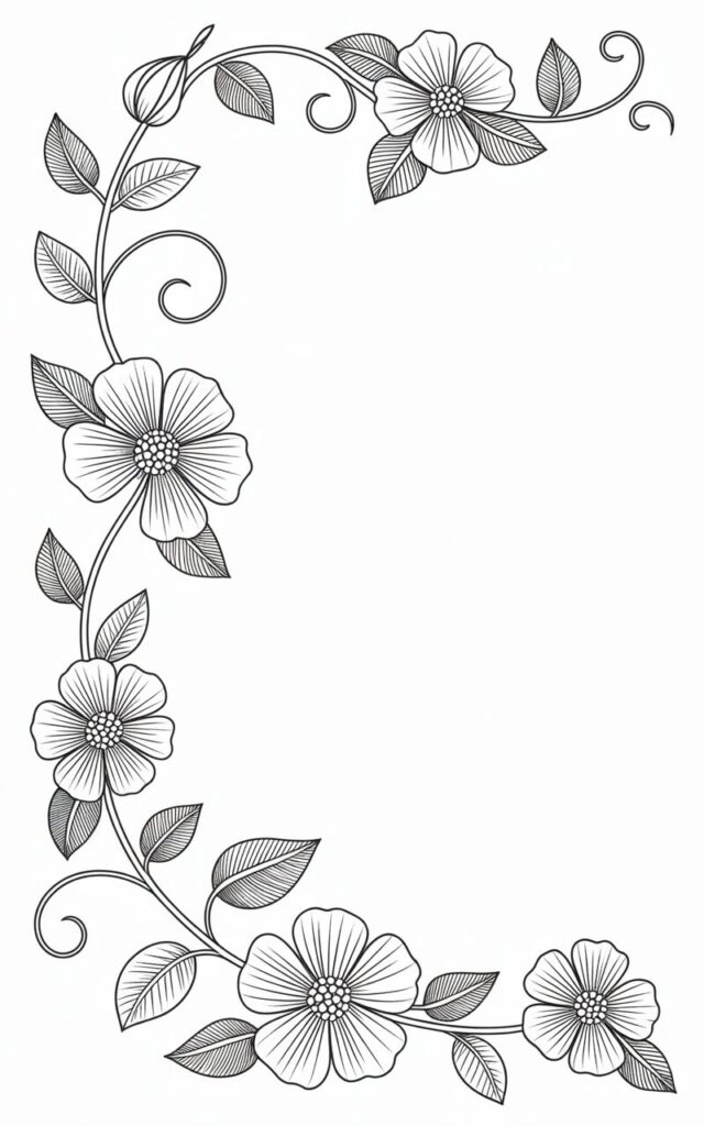 89 Flower Clipart Black and White Free