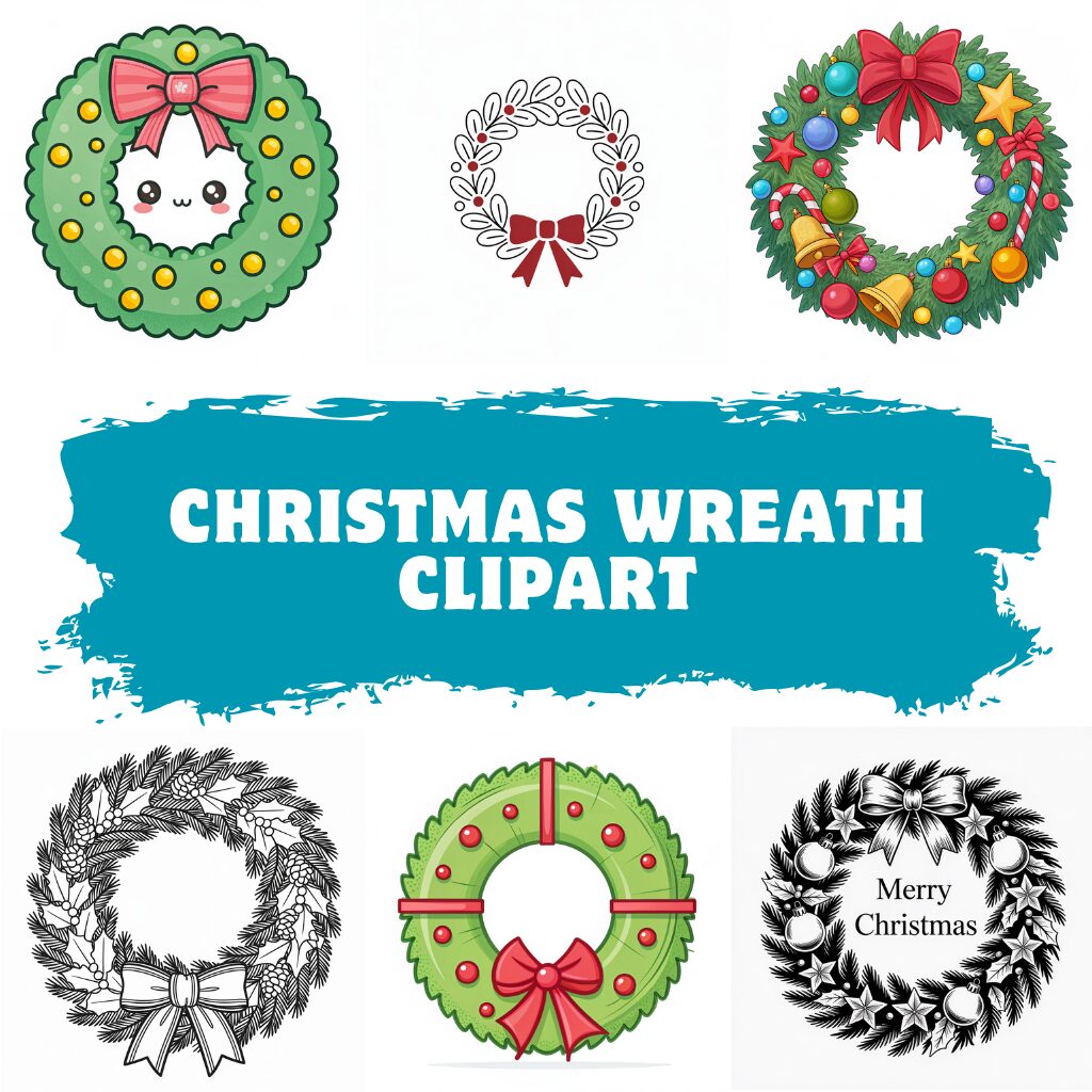 30 Christmas Wreath Clipart Free