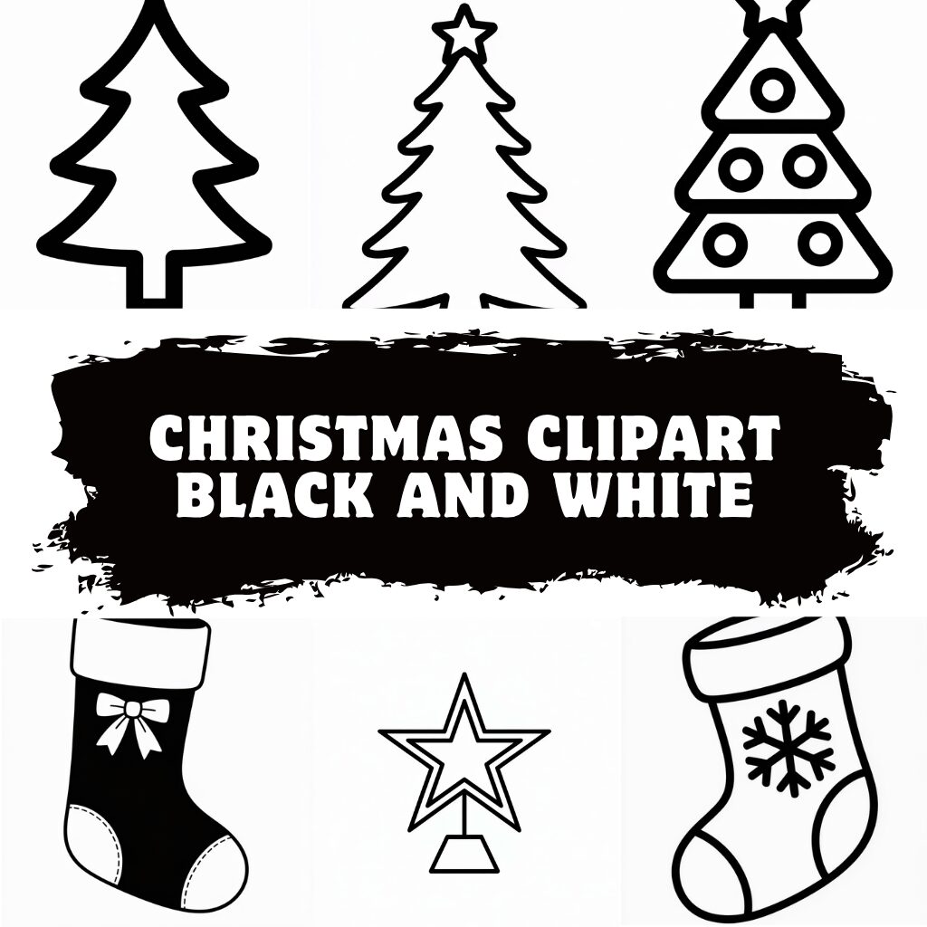58 Christmas Clipart Black and White Free to Download