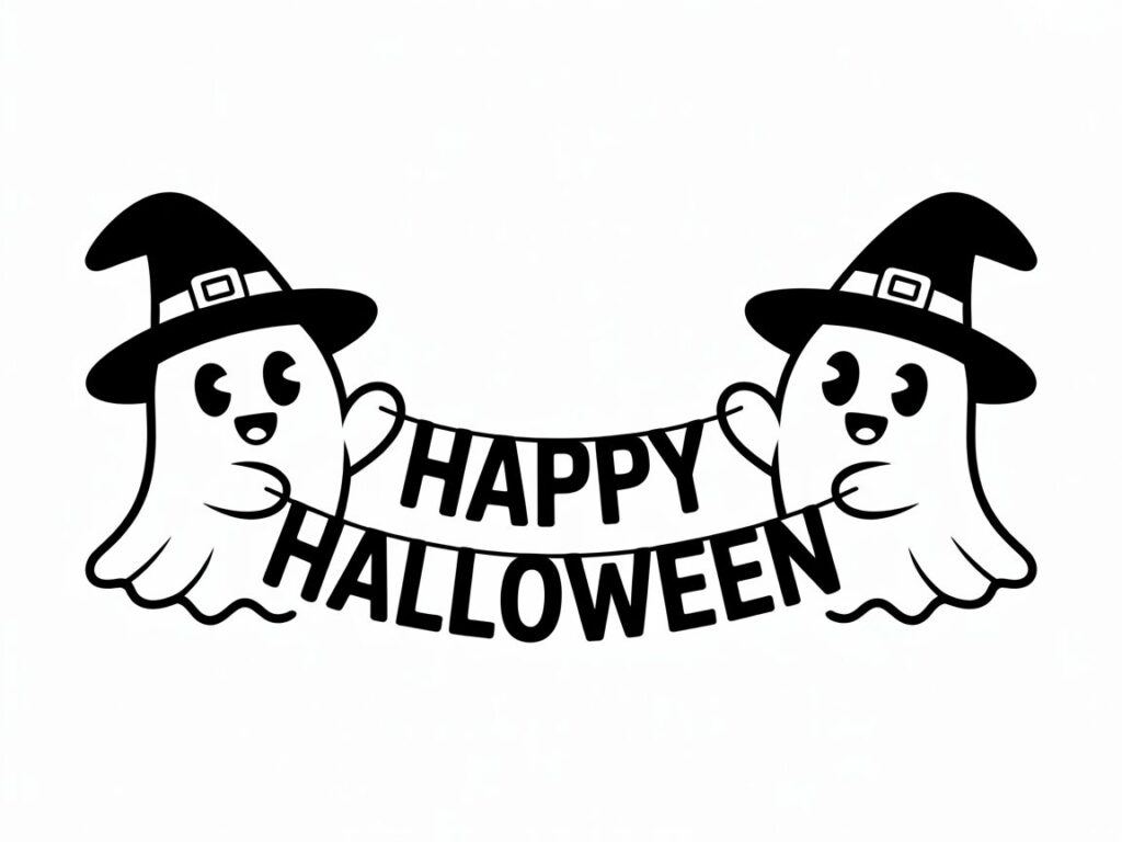 45 Halloween Clipart Black and White Free to Download