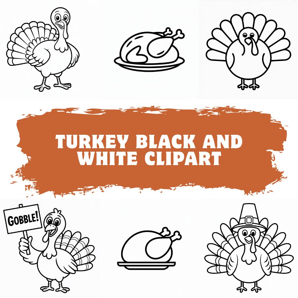 15 Turkey Black and White Clipart Free to Download